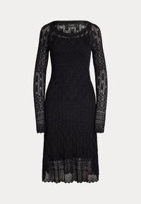 Lauren Ralph Lauren POINTELLE KNIT LONG SLEEVE DRESS - Jumper dress - black - Zalando