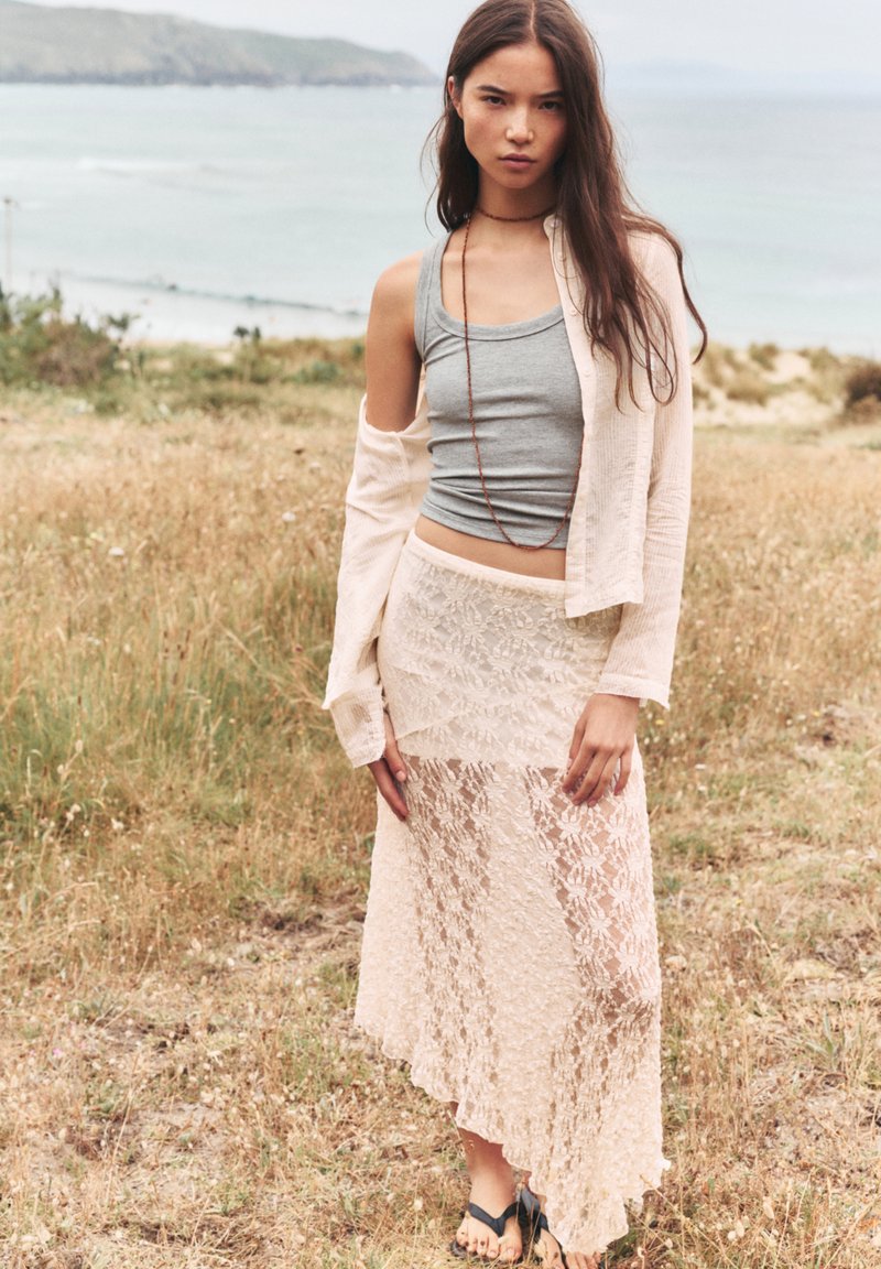 PULL&BEAR - Spódnica trapezowa/beżowy - Zalando.pl