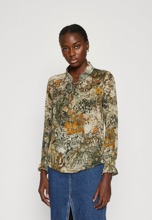 Kaffe DONNA BLOUSE - Bluse - black deep/green/schwarz - Zalando.ch