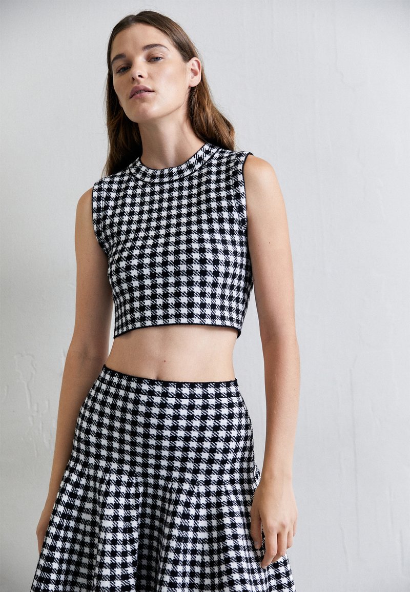 sandro HAUT VICHY - Top - noir/ecru/negro jaspeado - Zalando.es