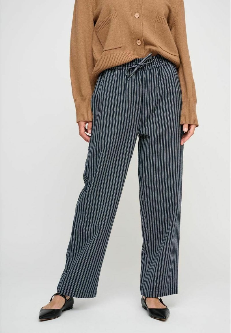 moshi moshi mind MOON STRIPE HW - Trousers - moonless ecru/beige - Zalando