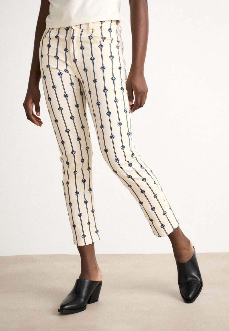 GANT STRAIGHT MONOGRAM STRIPED - Jean droit - cream/écru - ZALANDO.FR
