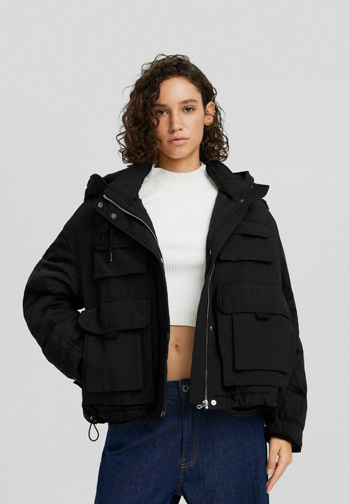 Stradivarius HIGH NECK PUFFER - Winterjacke - black/schwarz - Zalando.ch