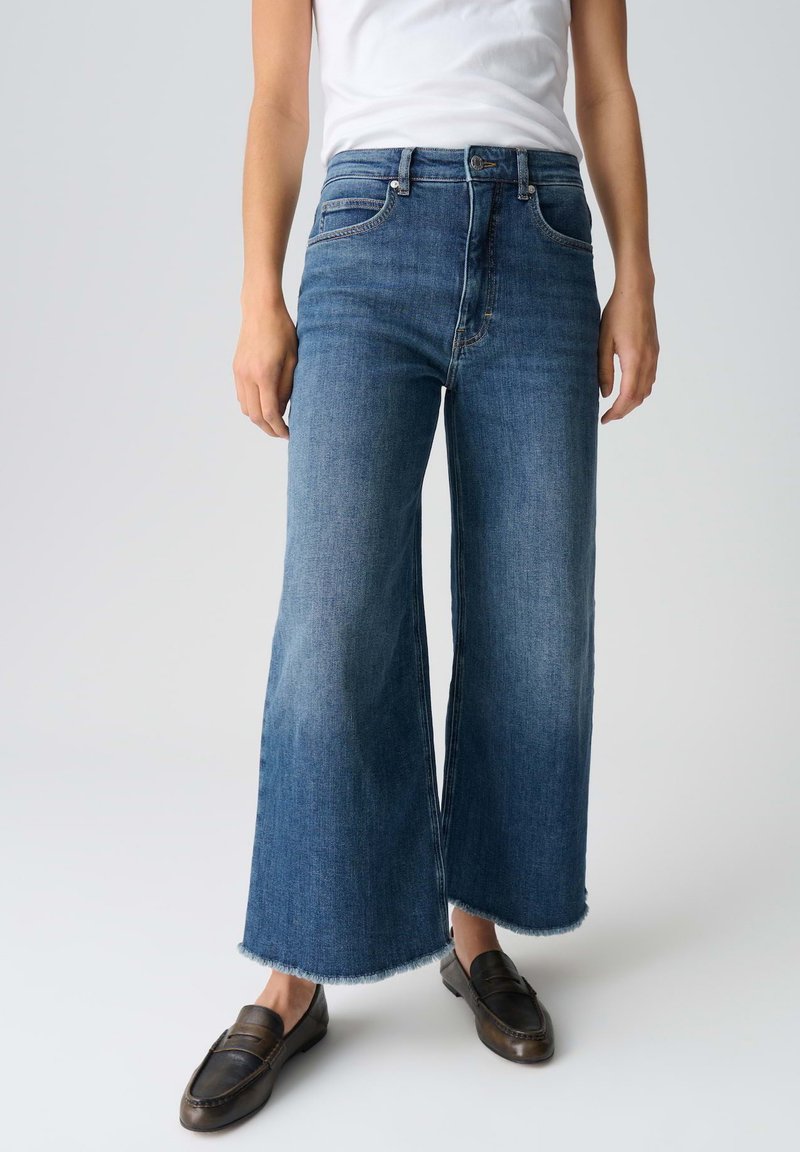 OPUS PANTS Flared Jeans - dark dusty blue/dark-blue denim - Zalando