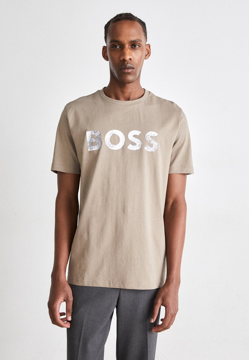 BOSS Print T-shirt - open brown/brown - Zalando.co.uk