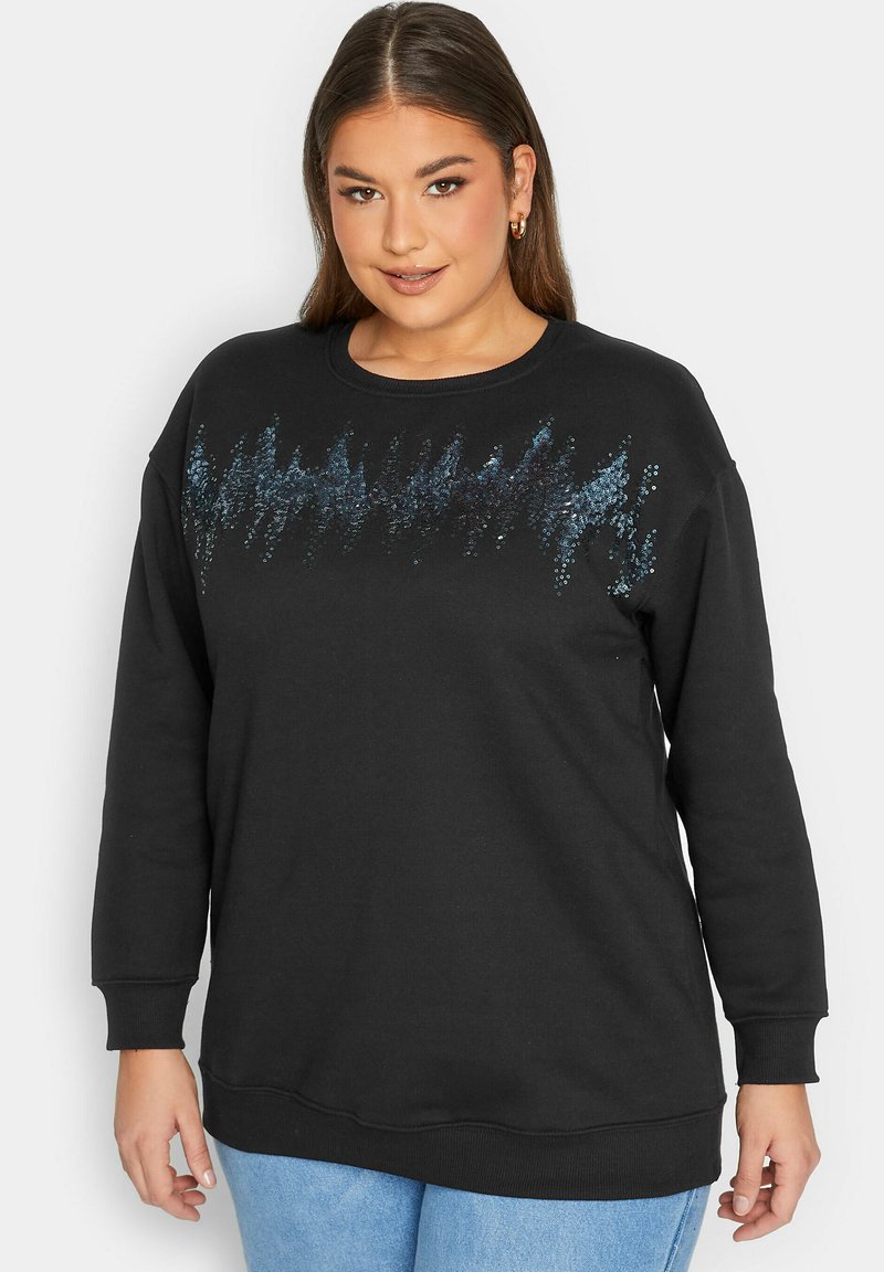 Yours Clothing ZIG ZAG SEQUIN EMBELLISHED - Sweater - black/zwart - Zalando.be