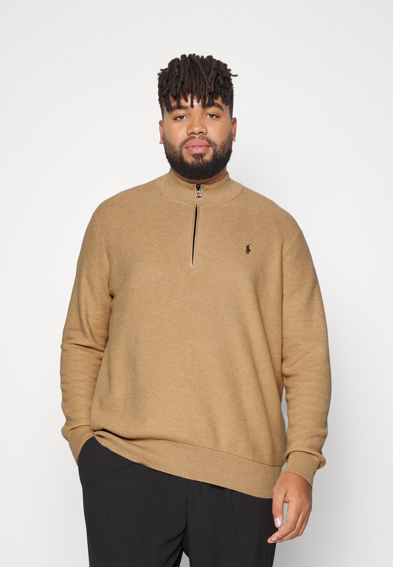 Polo Ralph Lauren Big & Tall QUARTER ZIP - Striktrøje - camel melange ...