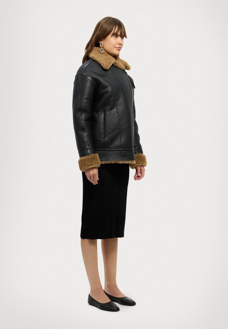 Iro BERNISSE - Leather jacket - black/brown/black - Zalando.co.uk