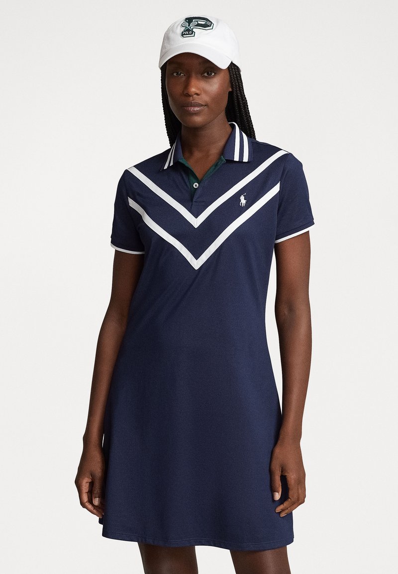 Polo Ralph Lauren WIMBLEDON CHEVRON PERFORMANCE POLO DRESS - Day dress - refined navy/ceramic ...