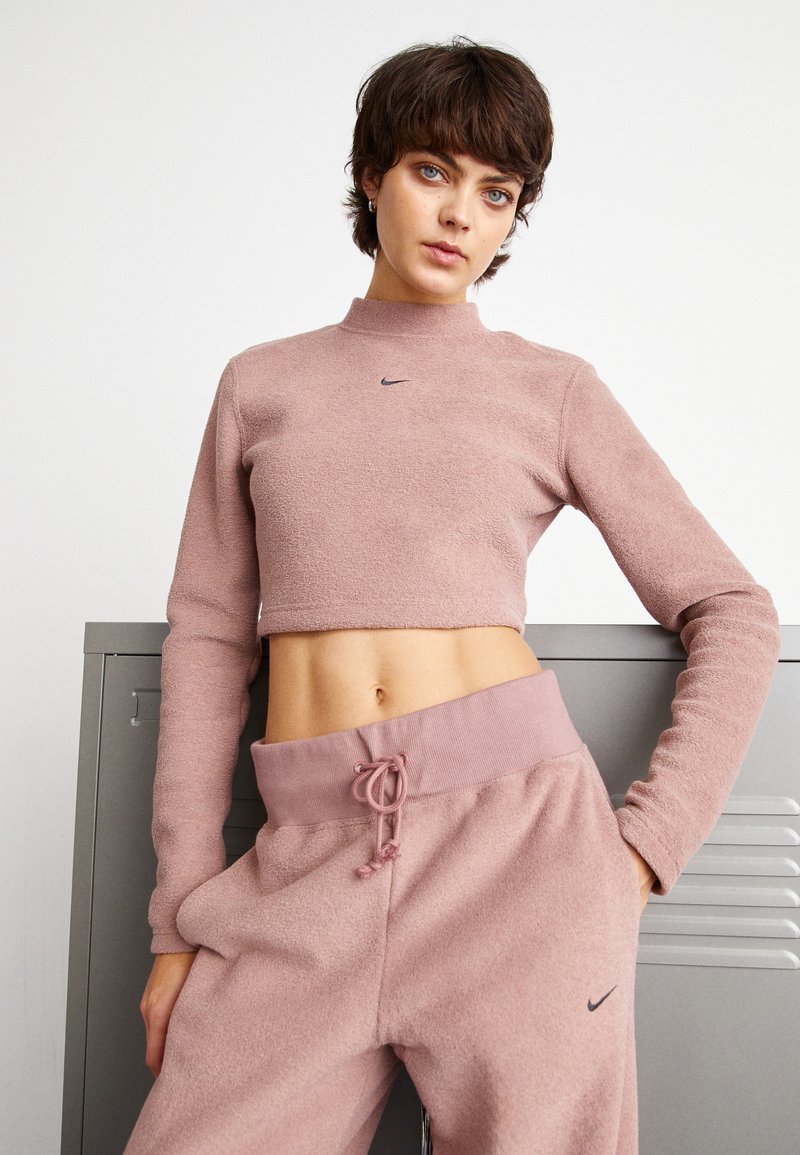 Nike Sportswear CROP - Fleece jumper - smokey mauve/mottled berry ...