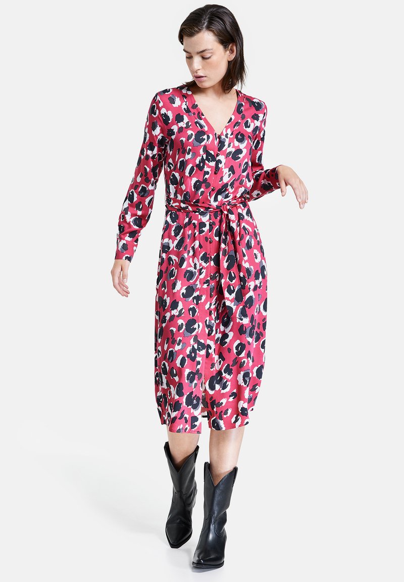 Taifun LANGARM MIDI MIT BINDEGÜRTEL - Blusenkleid - luminous pink ...