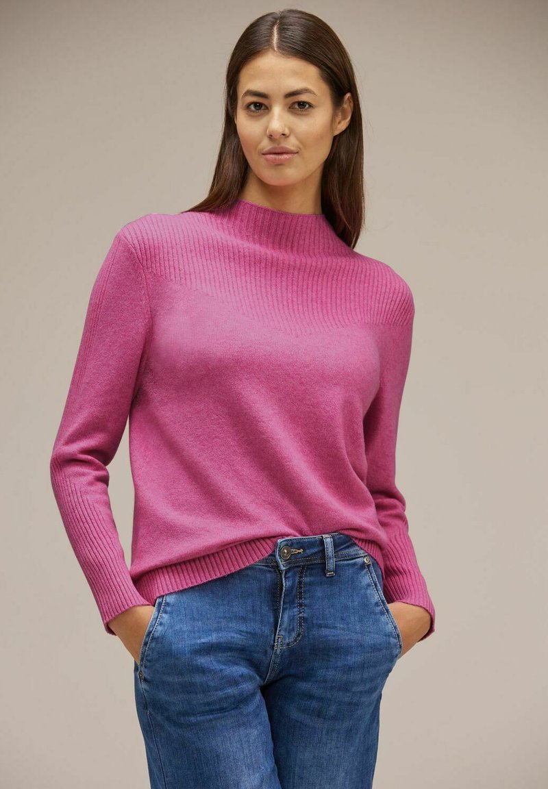 Street One MIT RIPPSTRICK - Strickpullover - pink/pink meliert - Zalando.de