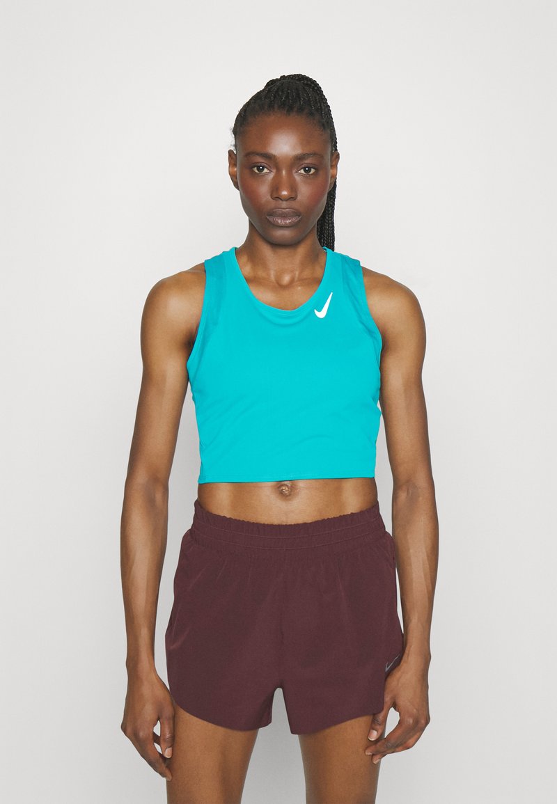 Nike Performance RACE CROP - Top - rapid teal/silver/teal - Zalando.co.uk