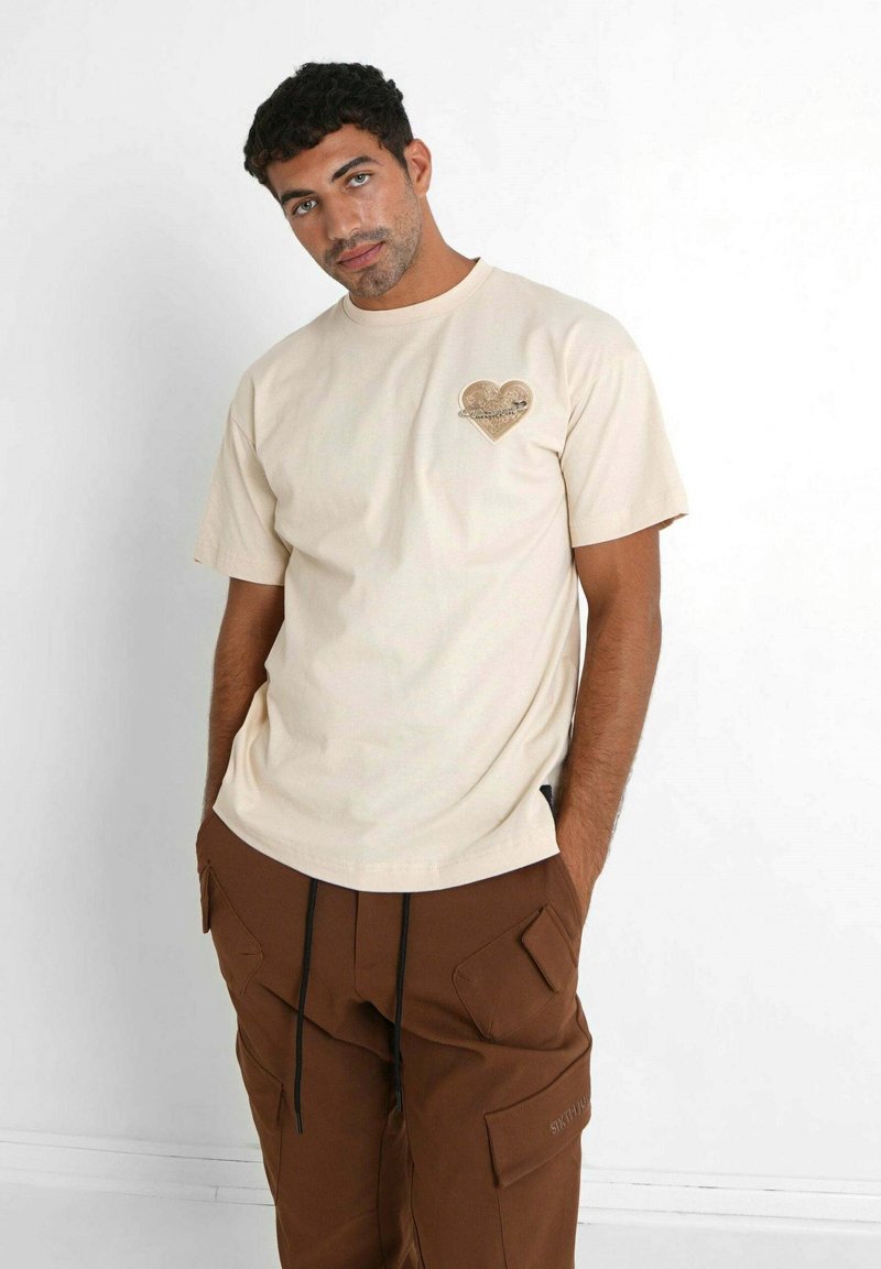 Sixth June HEART PINNED - T-Shirt basic - light beige/beige - Zalando.de
