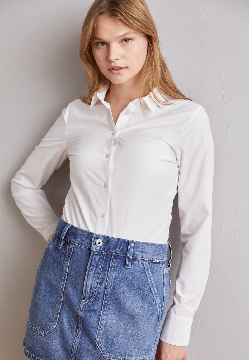 Noisy May NMASTA BODY - Button-down blouse - bright white/white ...