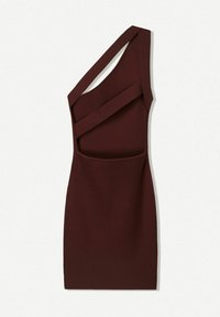 Bershka ASYMMETRIC WITH BACK STRAP - MINI - Robe fourreau - dark brown ...