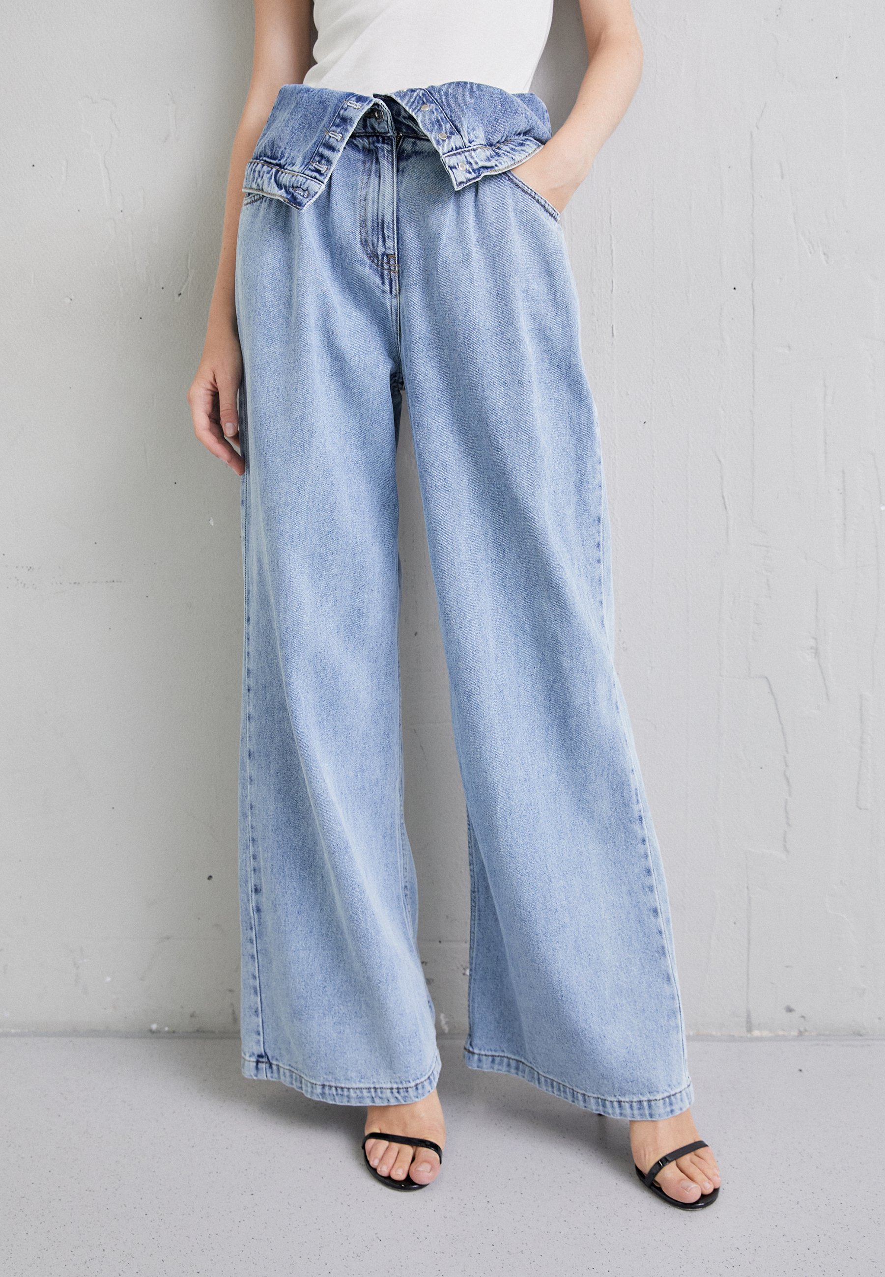 ROKH FLAP DETAILED TROUSERS - Flared Jeans - light blue/hellblau ...