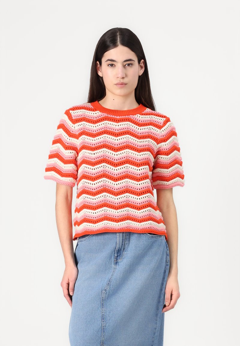 YAS YASTRIO PULLOVER - Strikkegenser - birch/dianthus/cherry tomato/offwhite - Zalando.no