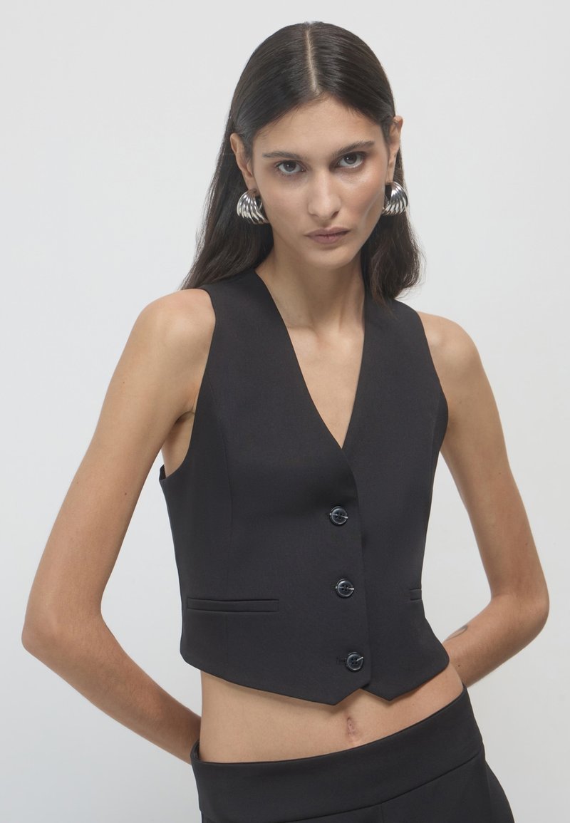 Calliope CROP TINTA UNITA - Waistcoat - ultrablack/black - Zalando