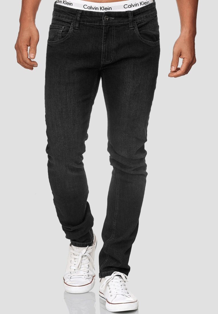 INDICODE JEANS STRETCH - Jeansy Straight Leg/czarny denim - Zalando.pl