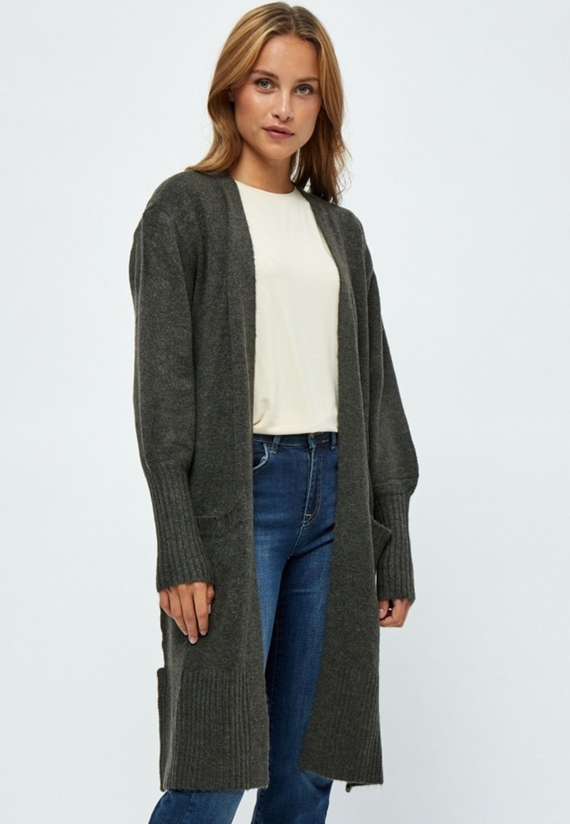 Desires DEDALIAH LONG CARDIGAN - Strickjacke - beluga green melange ...