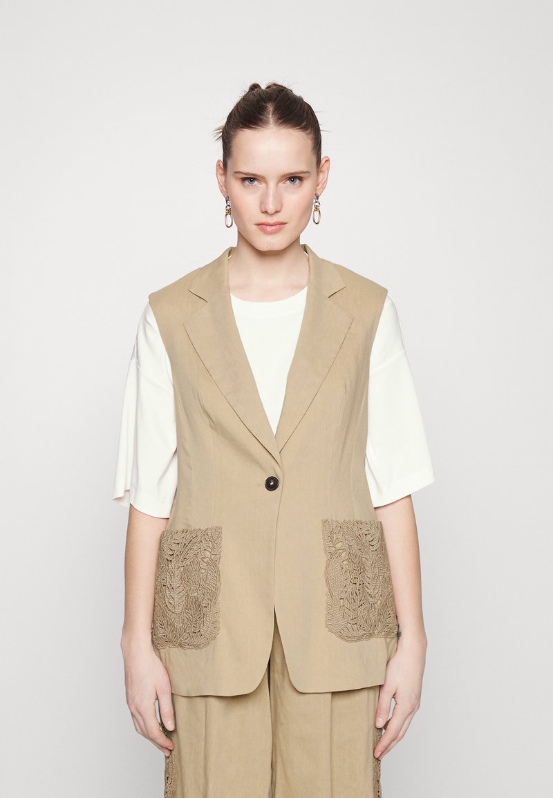 Marc Cain Waistcoat - deep sand/beige - Zalando.ie