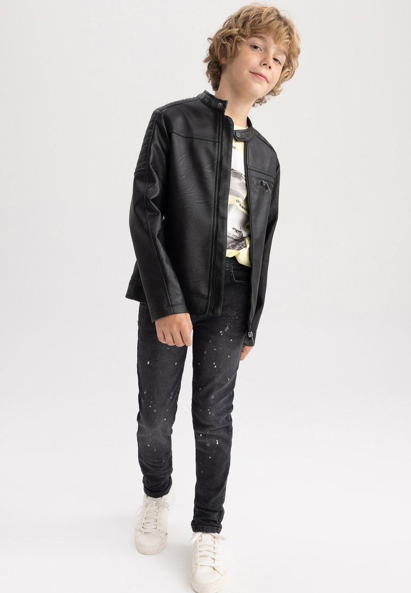 Defacto Kunstlederjacke Black Schwarz Zalando At