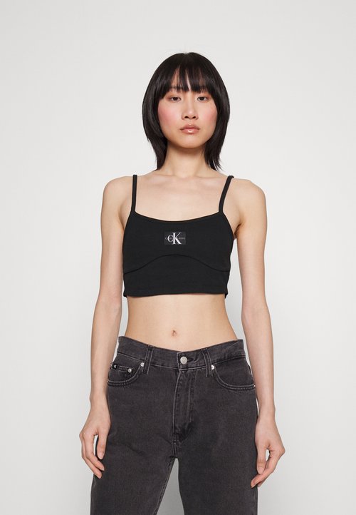 Calvin Klein Jeans BADGE DOUBLE LAYER - Topper - black/svart - Zalando.no