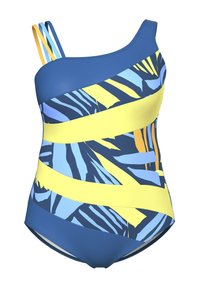 Ulla Popken COLOR BLOCK SPLIT STRAP - Swimsuit - navy blue/dark blue ...