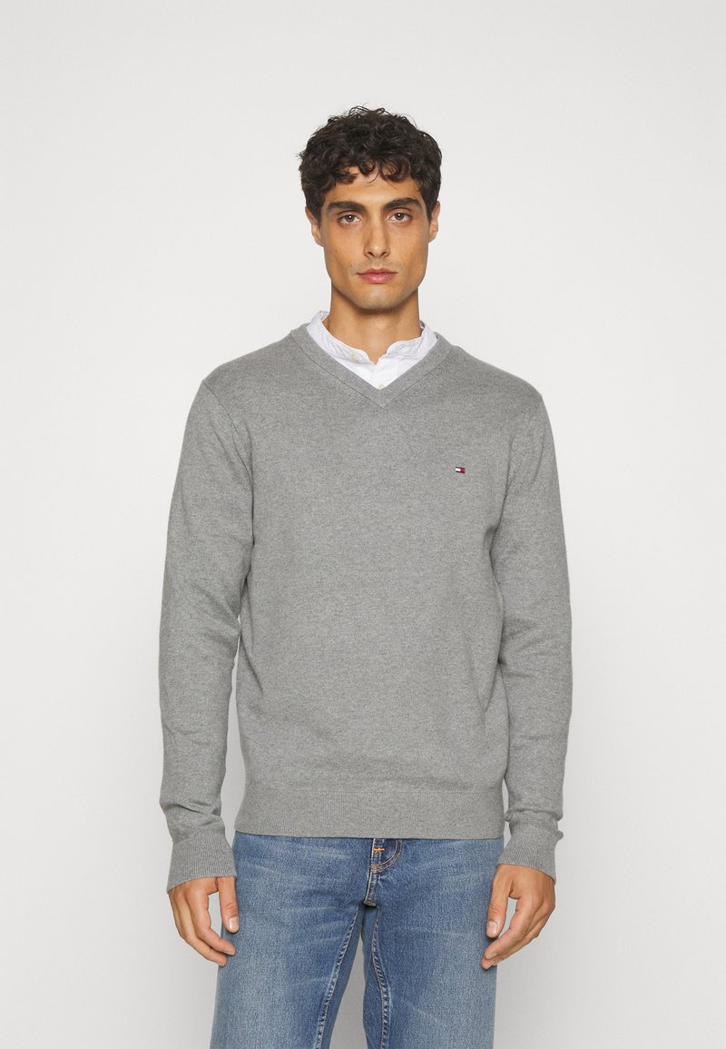 Tommy Hilfiger PIMA ORG - Strickpullover - medium grey heather/grau-meliert - Zalando.at