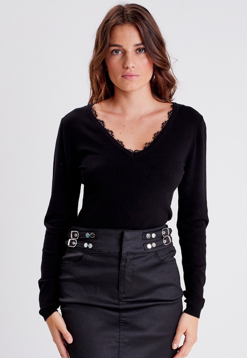 Cache Cache MIT V-AUSSCHNITT - Strickpullover - noir/schwarz - Zalando.at