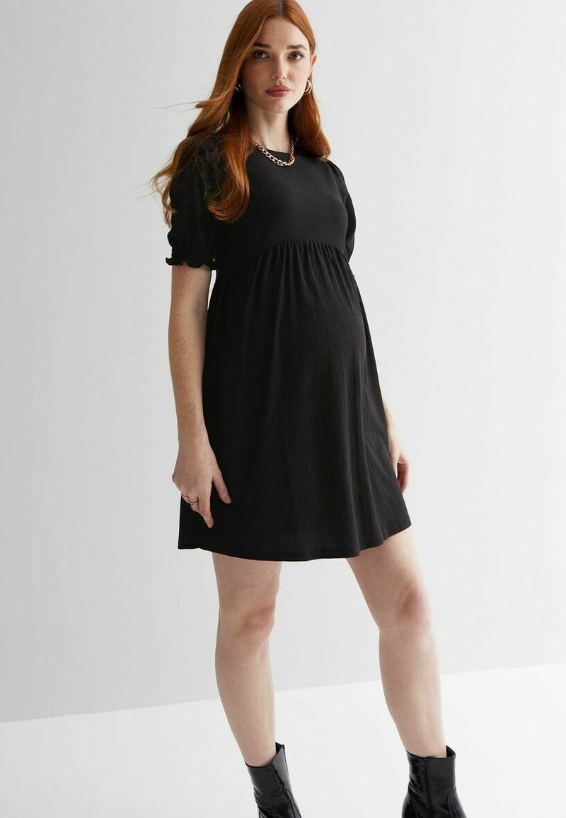 New Look Maternity MATERNITY CRINKLE SHORT PUFF SLEEVE MINI SMOCK ...