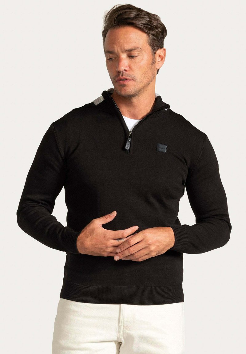 Jacey Quinn MODERN FIT HALF ZIP - Jumper - black - Zalando.ie