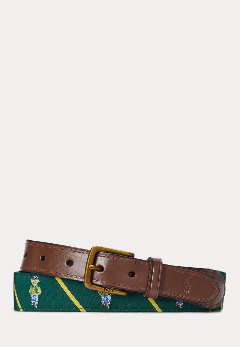 Polo Ralph Lauren POLO BEAR LEATHER TRIM BELT - Belt - moss agate/dark ...