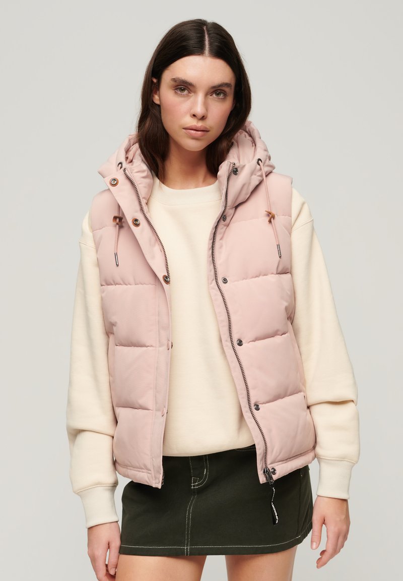 Superdry EVEREST HOODED PUFFER - Chaleco - pink blush/rosa - Zalando.es