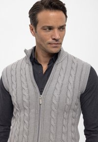 Felix Hardy CABLE FULL ZIPPER SLEEVELESS - Bodywarmer - light grey ...