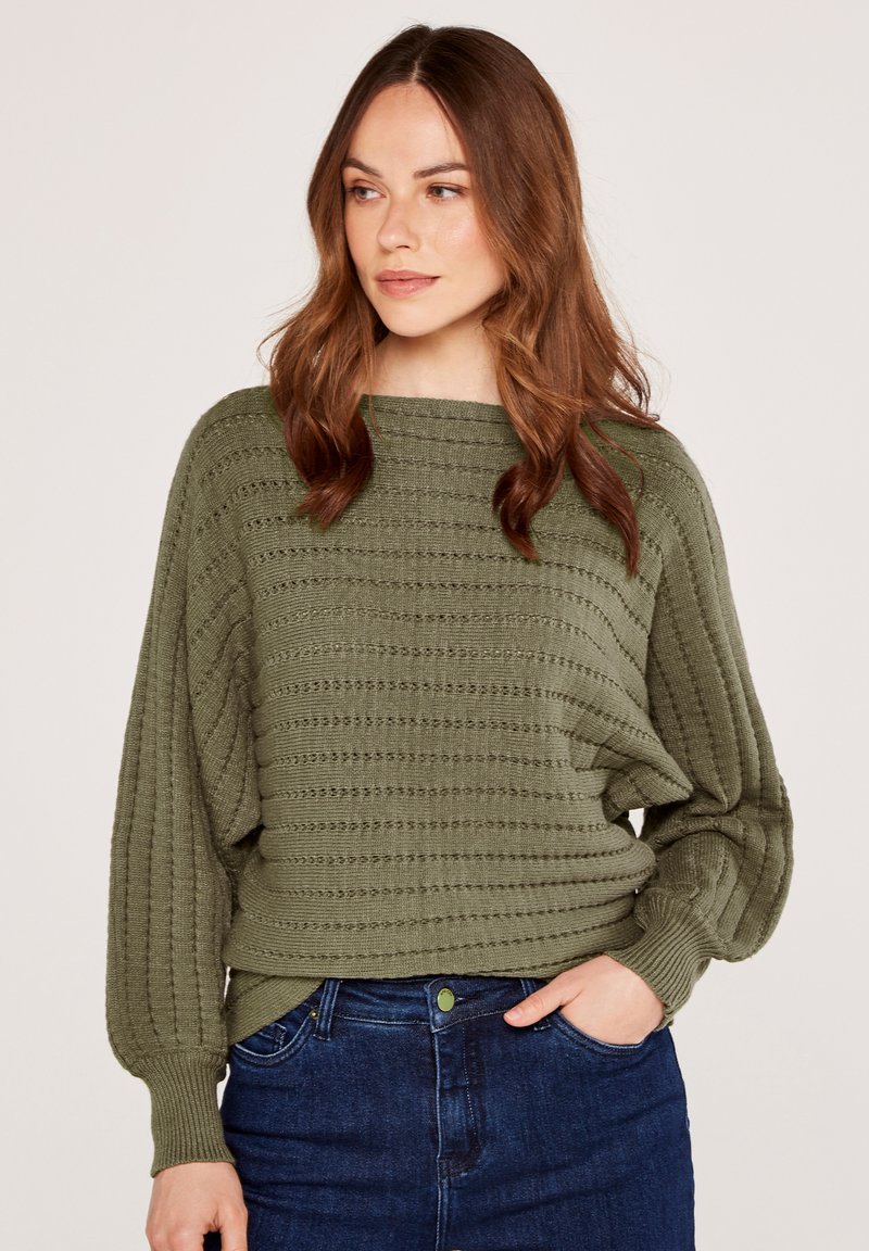 Apricot POINTELLE STRIPE BATWING - Jersey de punto - khaki/caqui ...