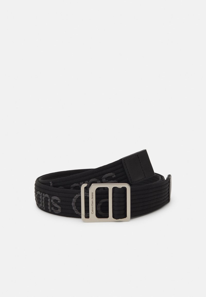 Calvin Klein Jeans SLIDER LOGO WEB LTHR BELT 35MM - Belt - black ...