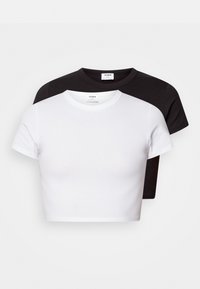Cotton On MICRO CROP TEE 2 PACK - Tričko s potlačou - black/white ...