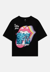 Name it NKFMO ROLLINGSTONES SS BOXY BOX UNV - T-shirt print - black ...