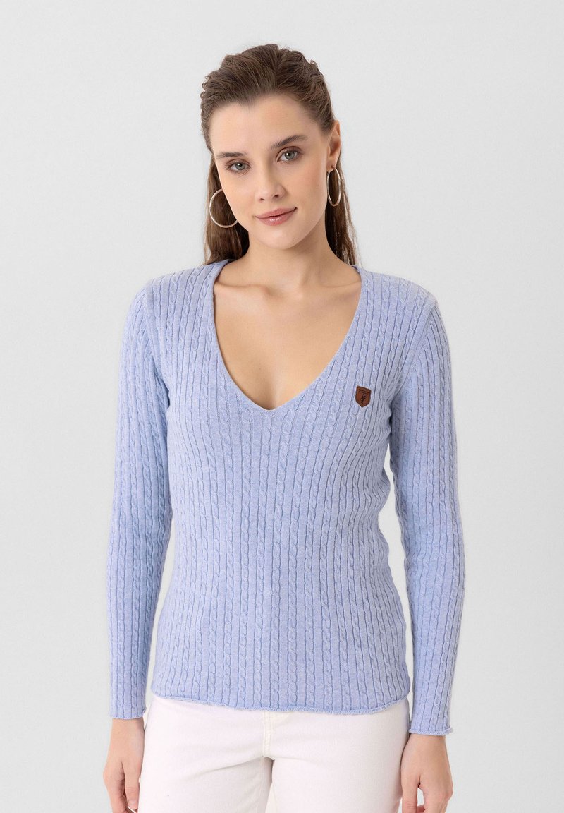 Jacey Quinn PAULINA - Strickpullover - light blue melange/hellblau ...