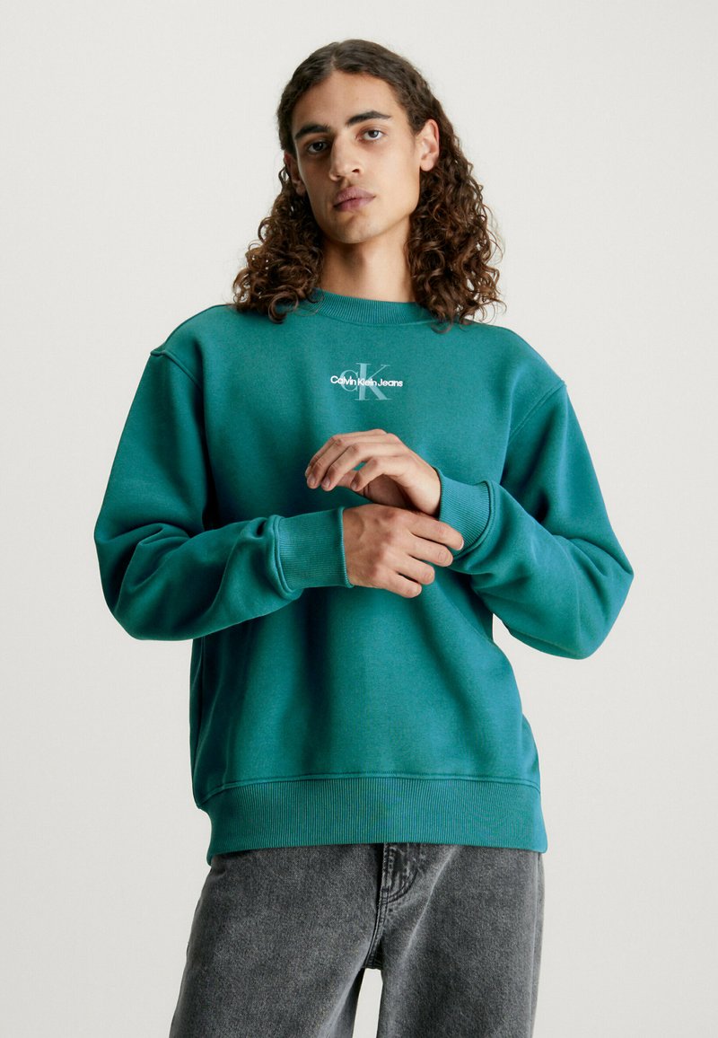 Calvin Klein Jeans Monologo Crew Neck Fleecepullover Atlantic Deep