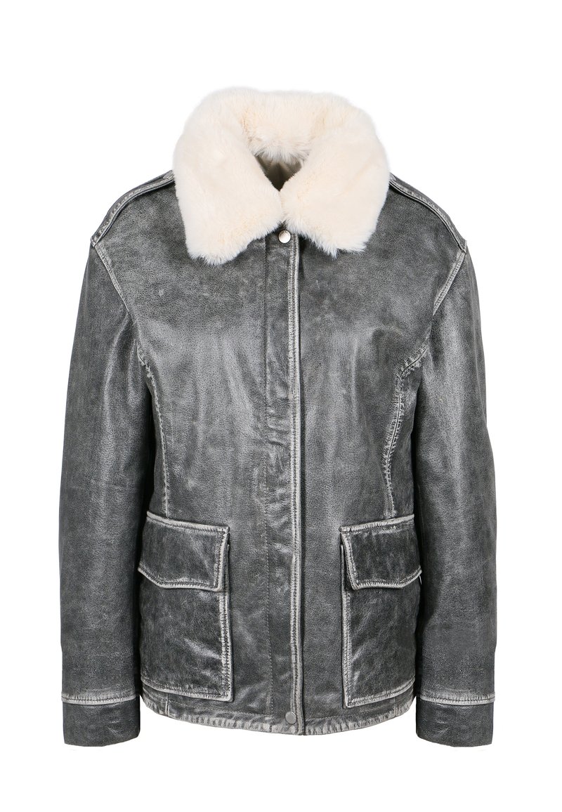Freaky Nation Leren jas - used grey/grijs - Zalando.nl