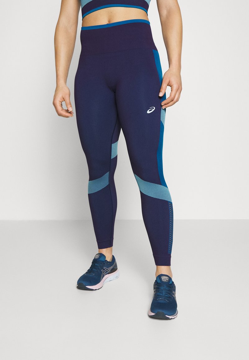 ASICS NAGINO SEAMLESS - Leggings - indigo blue/reborn blue/sky/bleu ...