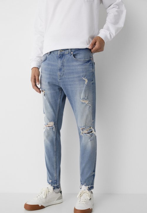 Urban Classics HEAVY DESTROYED SLIM FIT JEANS - Slim fit -farkut - blue ...