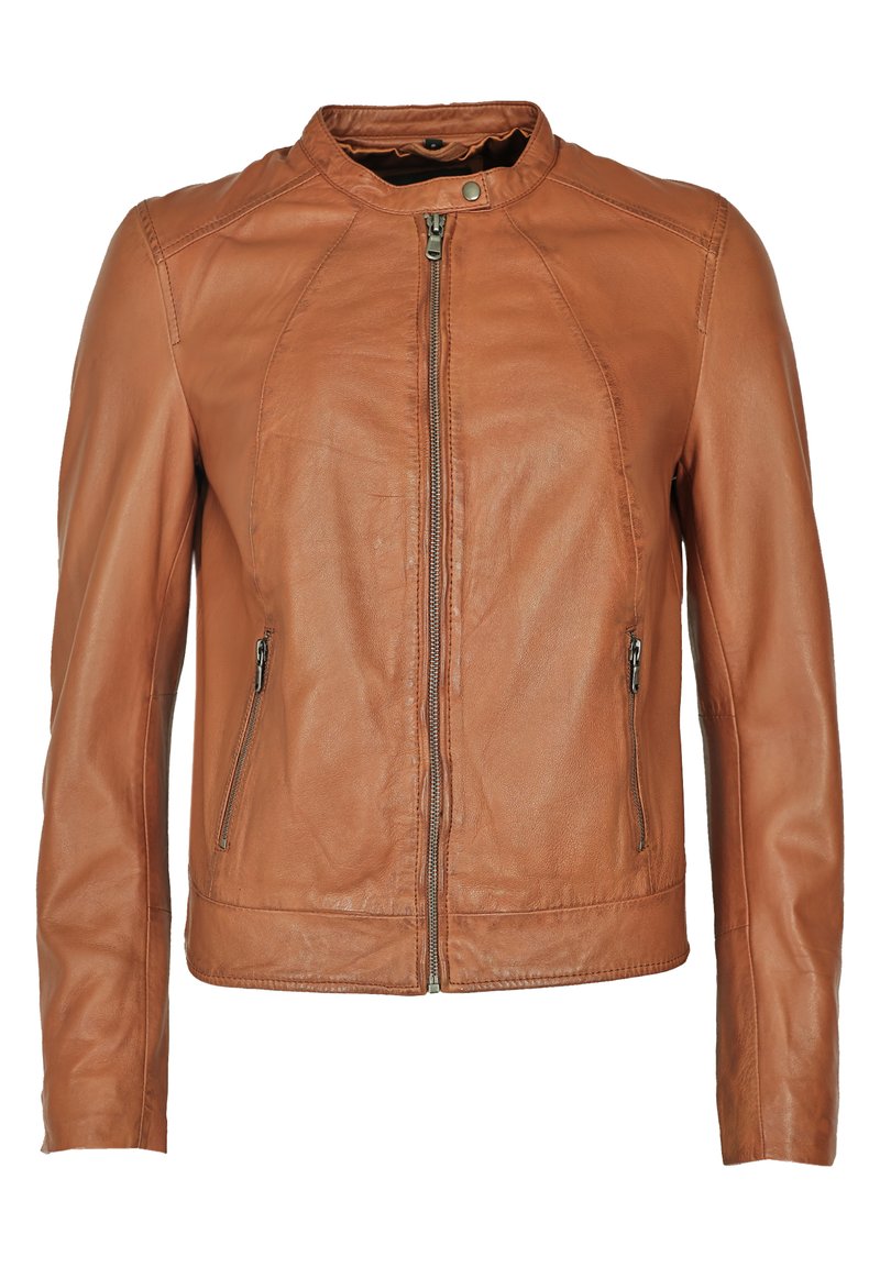Maze MIT STEHKRAGEN - Leather jacket - cognac - Zalando