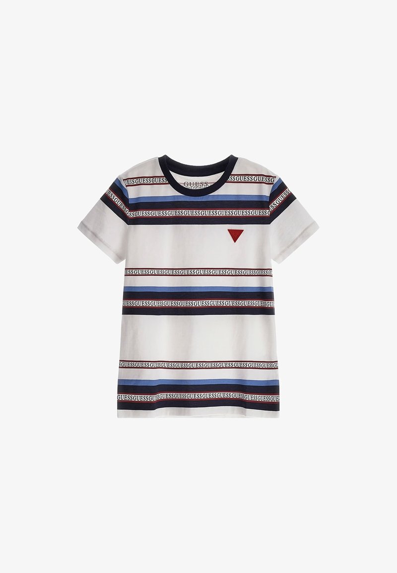 Guess Mit Allover Streifenmuster T Shirt Print Mehrfarbig Grundton