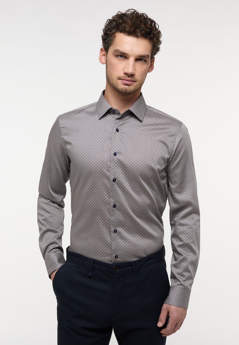 Eterna PRINT-HEMD - SLIM FIT - Hemd - beige - Zalando.de
