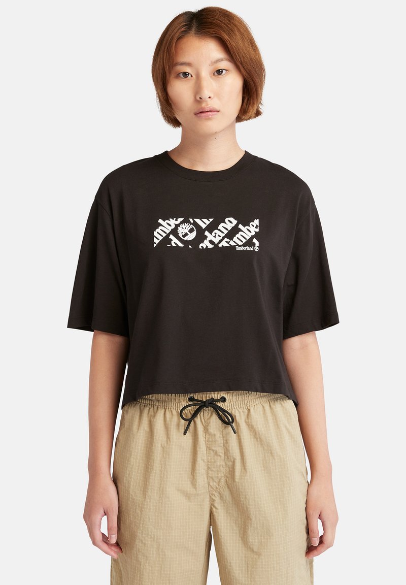 Timberland LOGO PACK CROPPED - Print T-shirt - black - Zalando.de