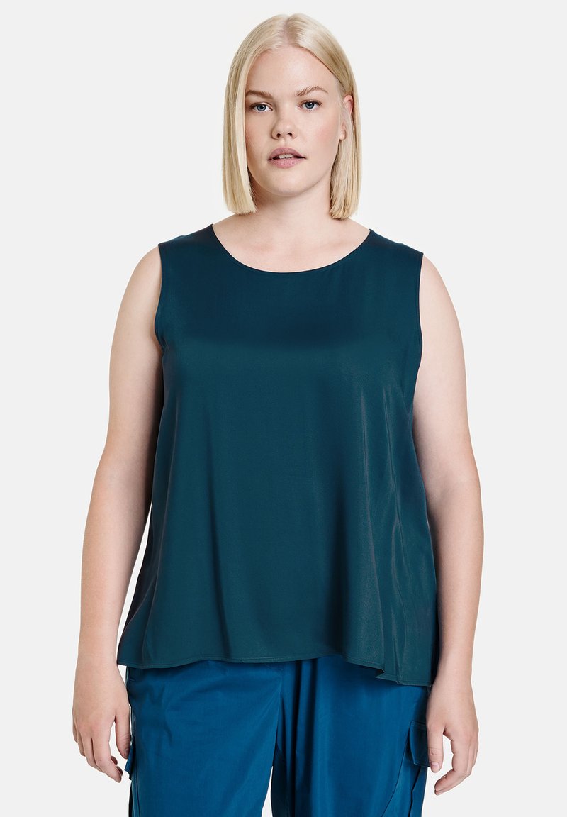 Samoon OHNE ARM MIT SEITENSCHLITZEN - Blus - mountain lake/blå - Zalando.se